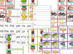 Encuentra fichas para trabajar la sílaba pa pe pi po pu en español